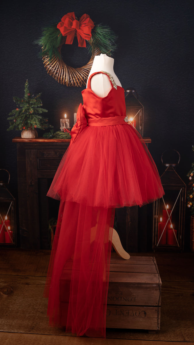 Sweet Pea Embellished TuTu Dress with removable Tulle Train in Red ...